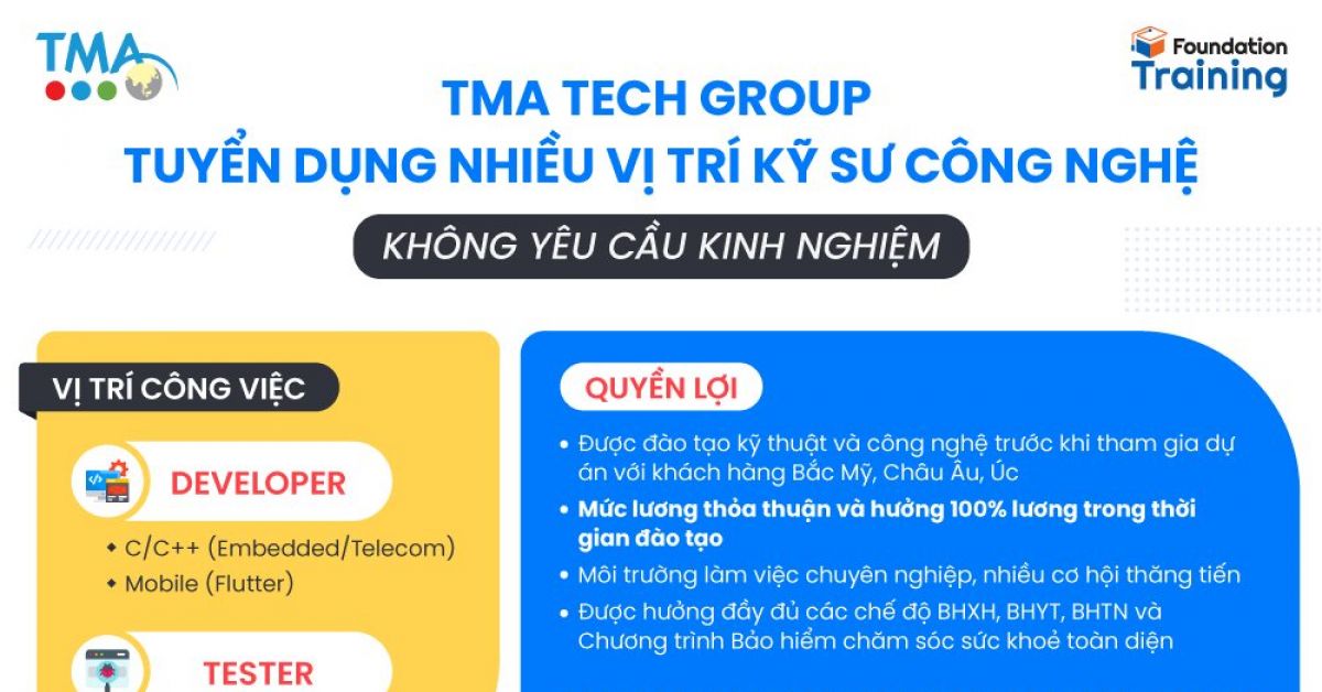 TMA Solutions tuyển dụng nhiều vị trí kỹ sư công nghệ | QTSC
